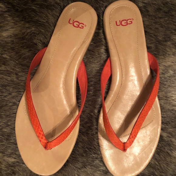 UGG | Shoes | Ugg Allaria Open Toe Orange Leather Sandals | Poshmark